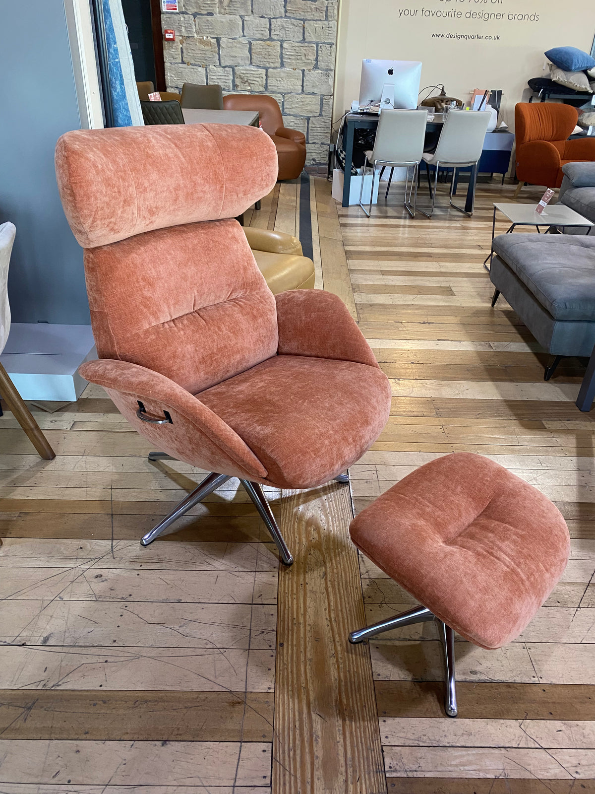 MARGO PALE RUST ARMCHAIR & FOOTSTOOL – Design Quarter Redbrick
